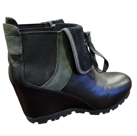 Merrell | Shoes | Merrell Wedgetarian Eve Leather Suede Wedge Boot In ...